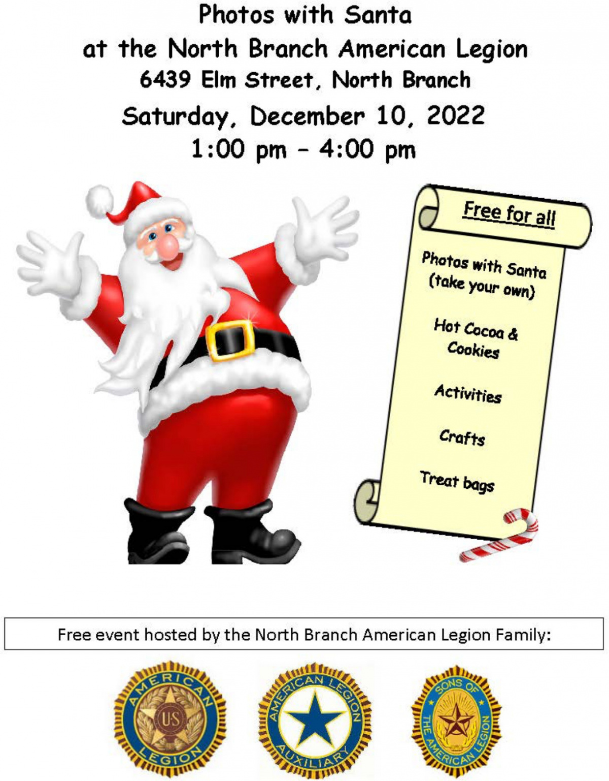 Photos with Santa – North Branch American Legion Post 85